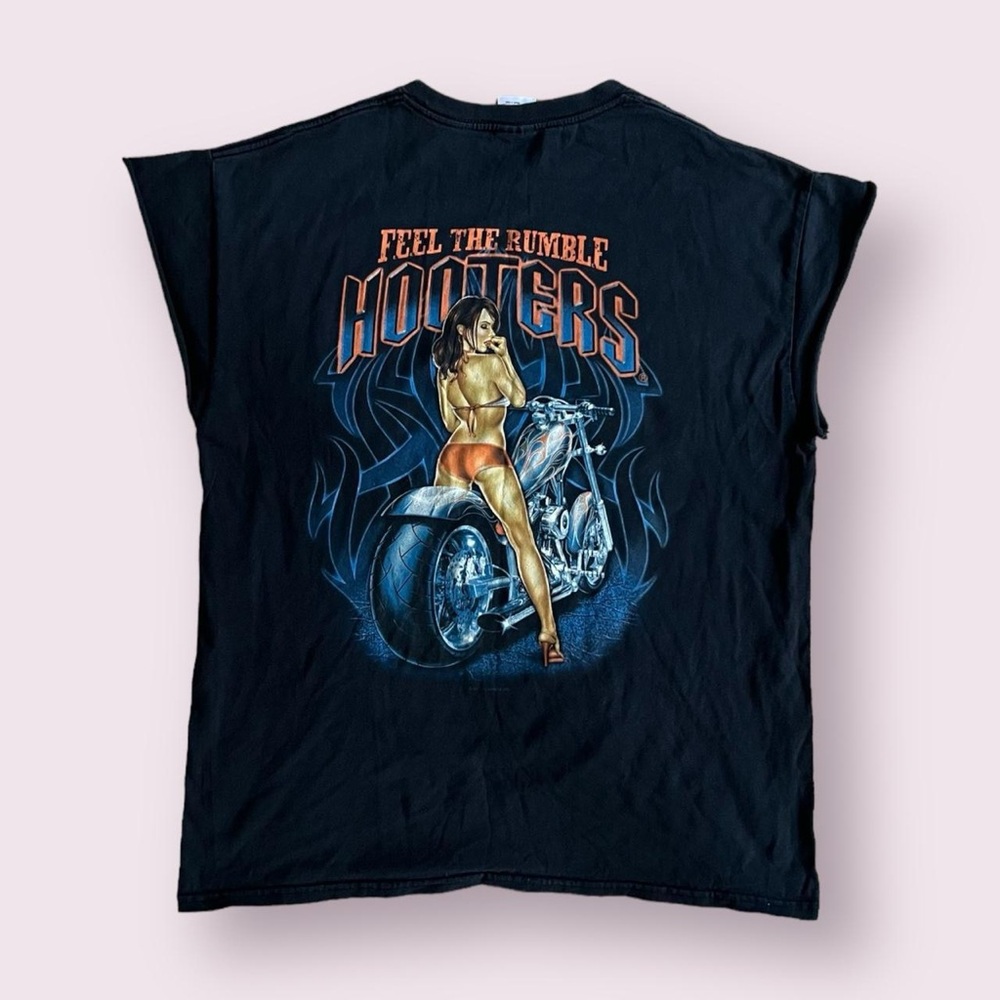 Vintage Hooters Feel The Rumble Motorcycle Cut Off T-… - Gem